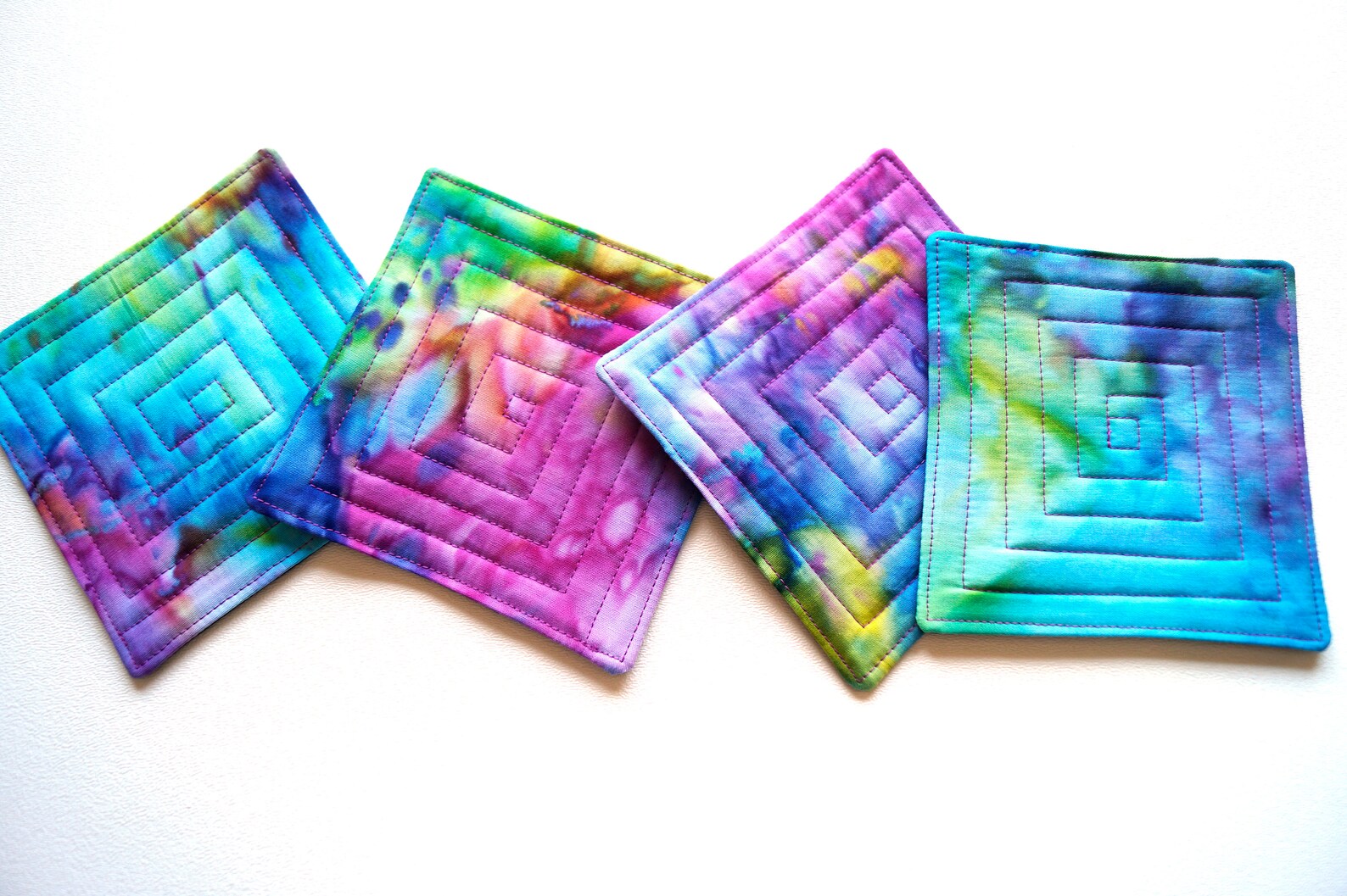 Quilted Fabric Coasters in Colorful Batik Fabric Tropical - Etsy