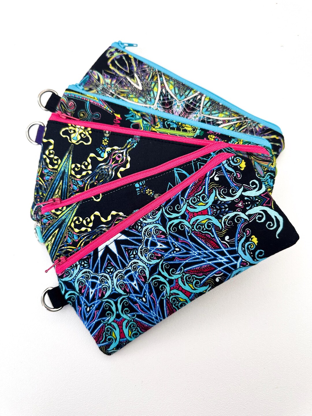 Colorful Padded Zipper Pouches or Glasses Cases With Kaleidoscope Print ...