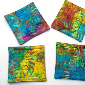 Quilted Coasters in Bright and Colorful Sunflowers, Tropical Batik ...