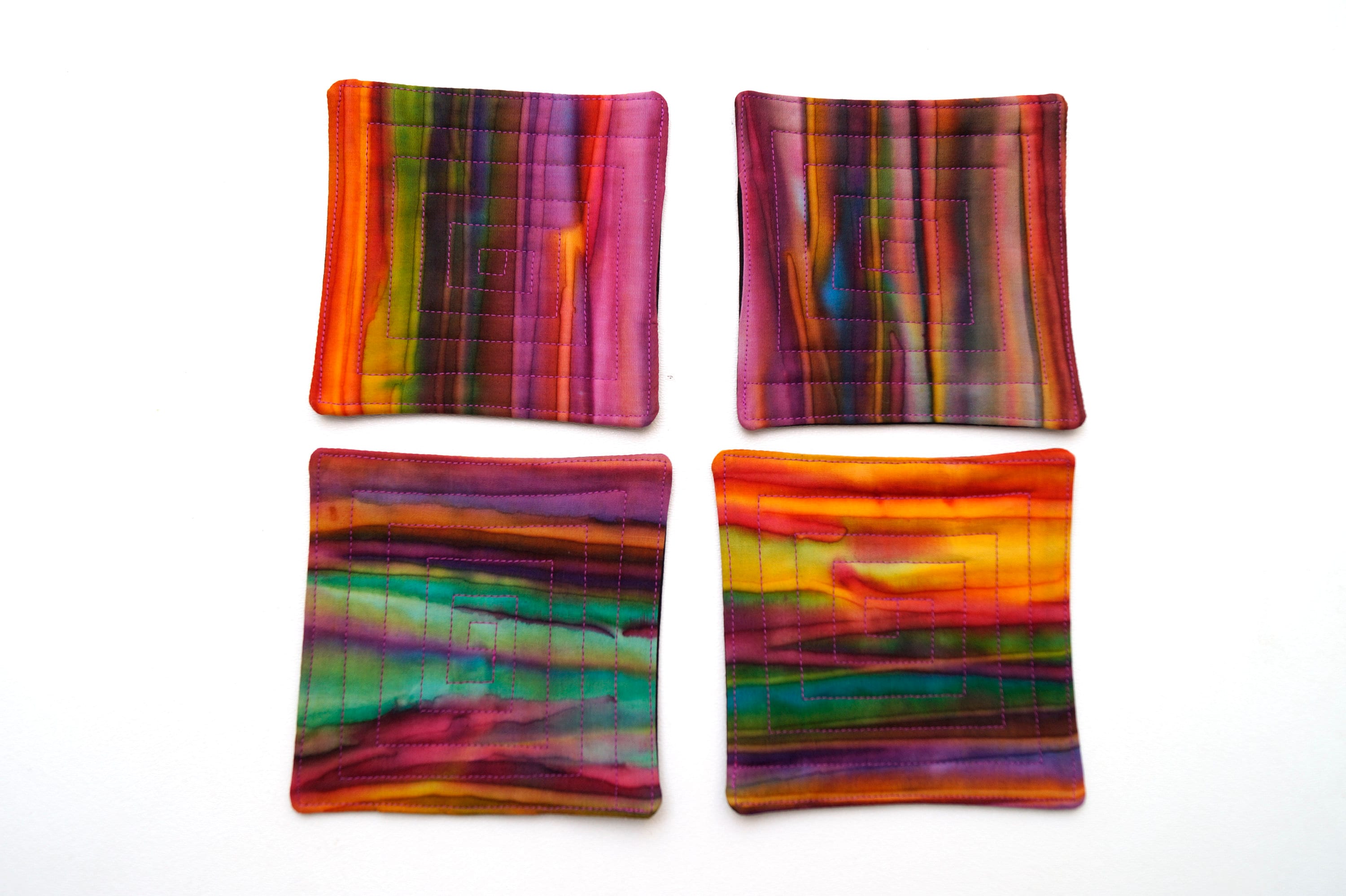 Quilted Fabric Coasters in Colorful Batik Fabric Tropical - Etsy