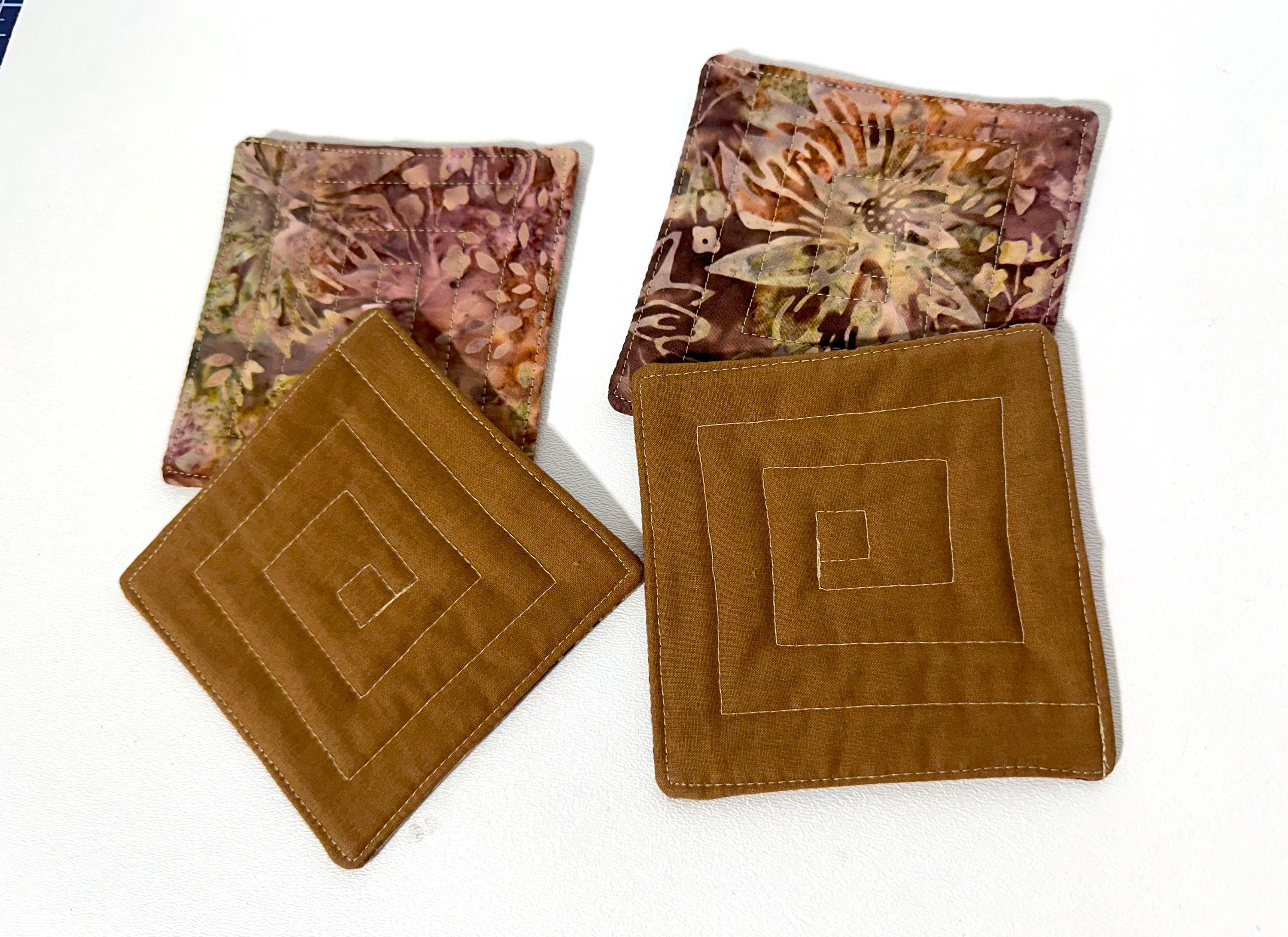Quilted Batik Fabric Coasters With Nature Prints - Etsy