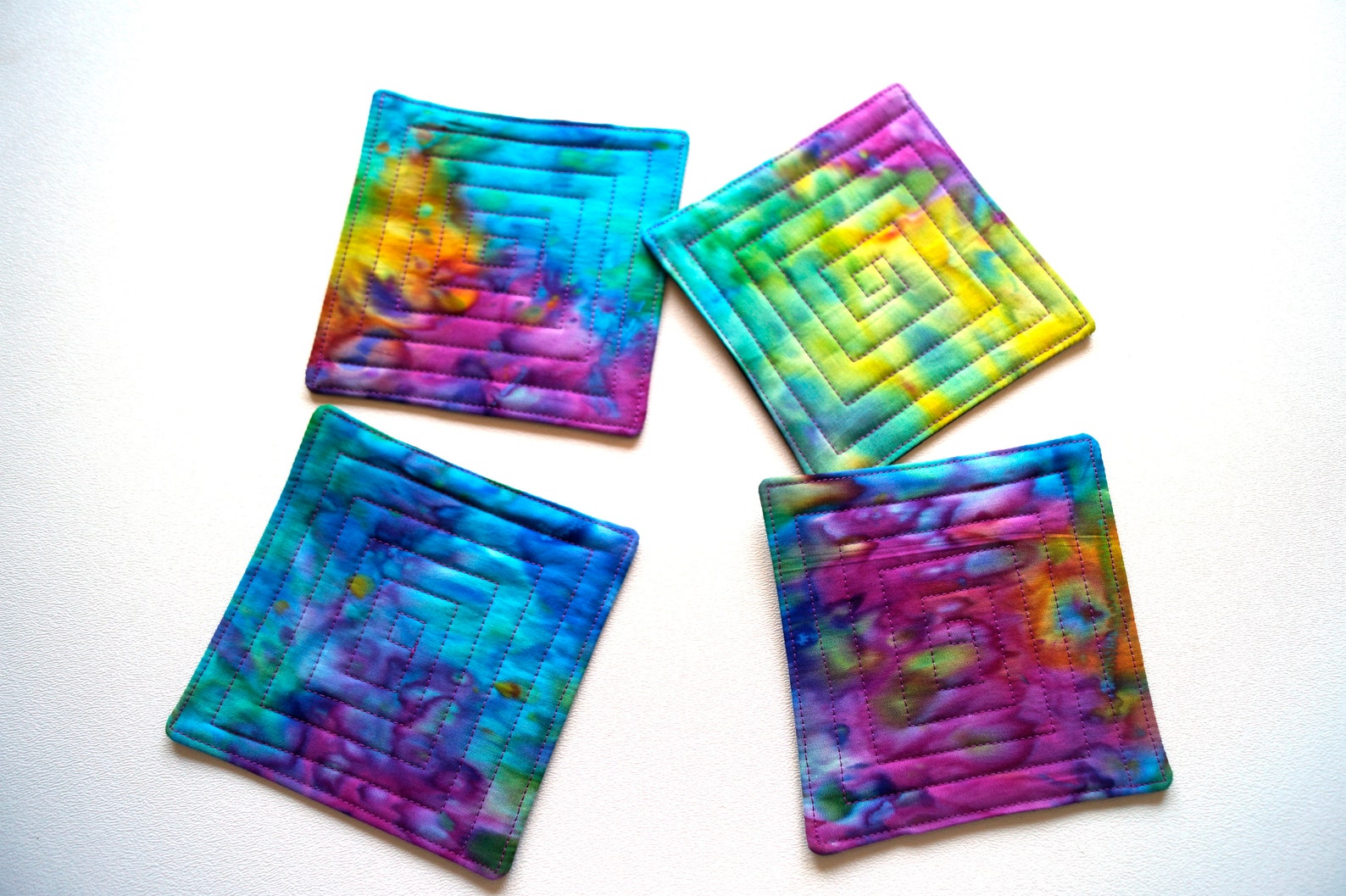 Quilted Fabric Coasters in Colorful Batik Fabric Tropical - Etsy