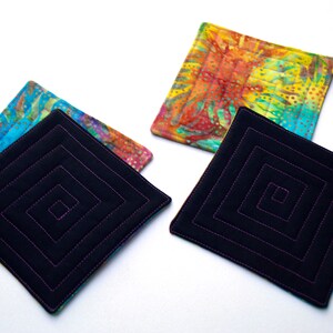 Quilted Coasters in Bright and Colorful Sunflowers, Tropical Batik ...