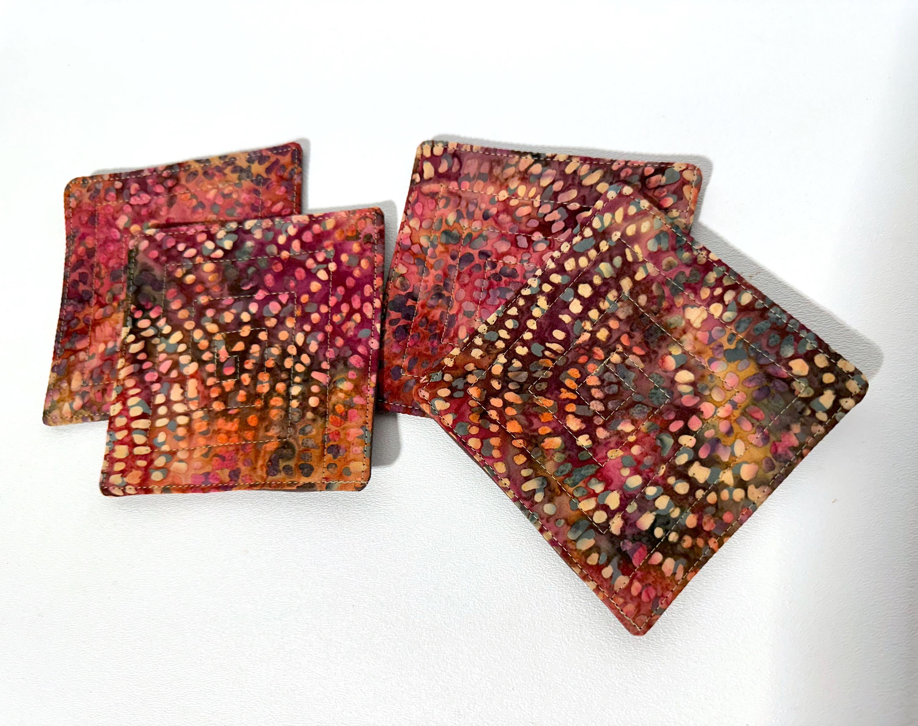 Quilted Batik Fabric Coasters With Nature Prints - Etsy