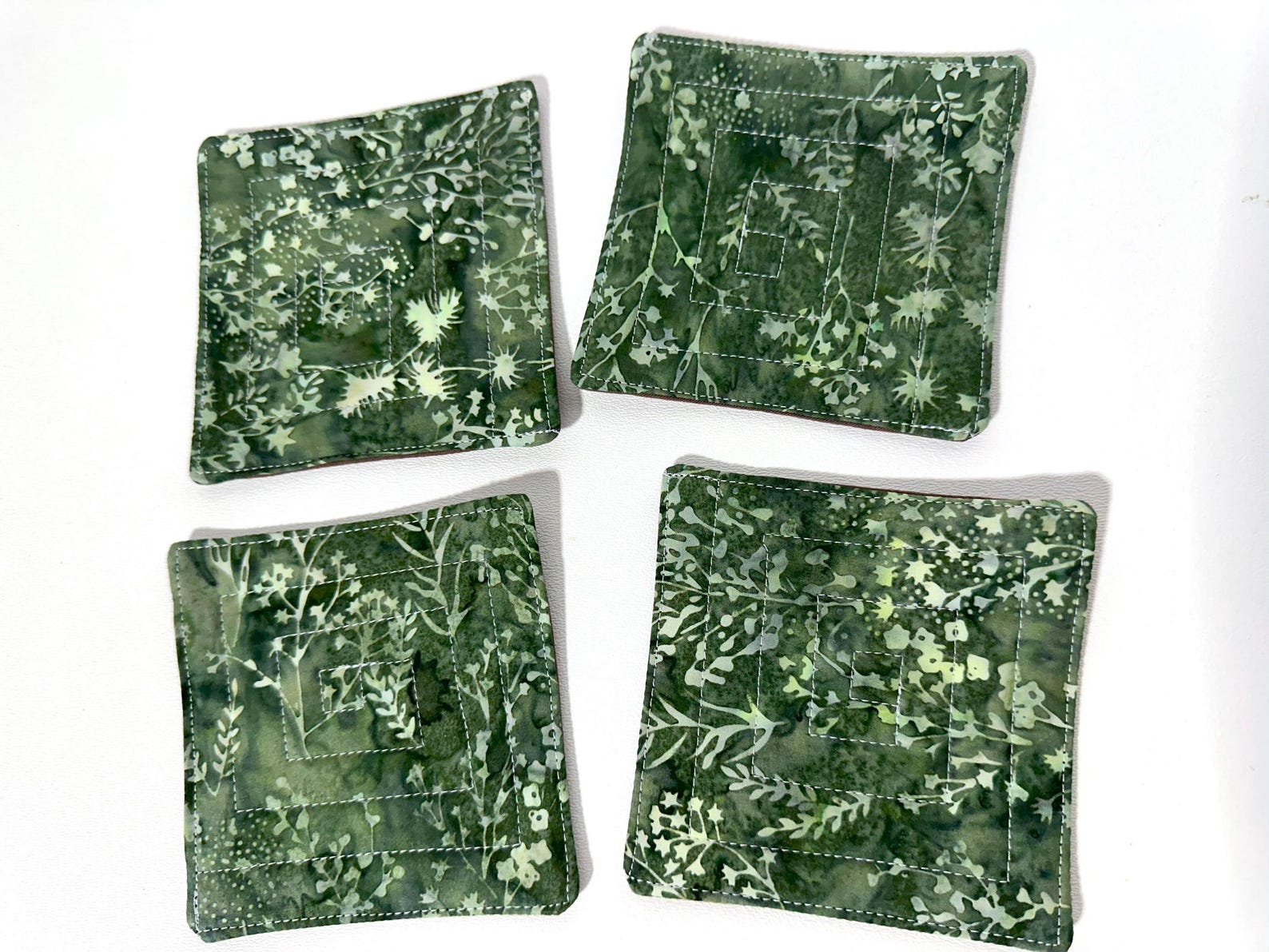 Quilted Batik Fabric Coasters With Nature Prints - Etsy