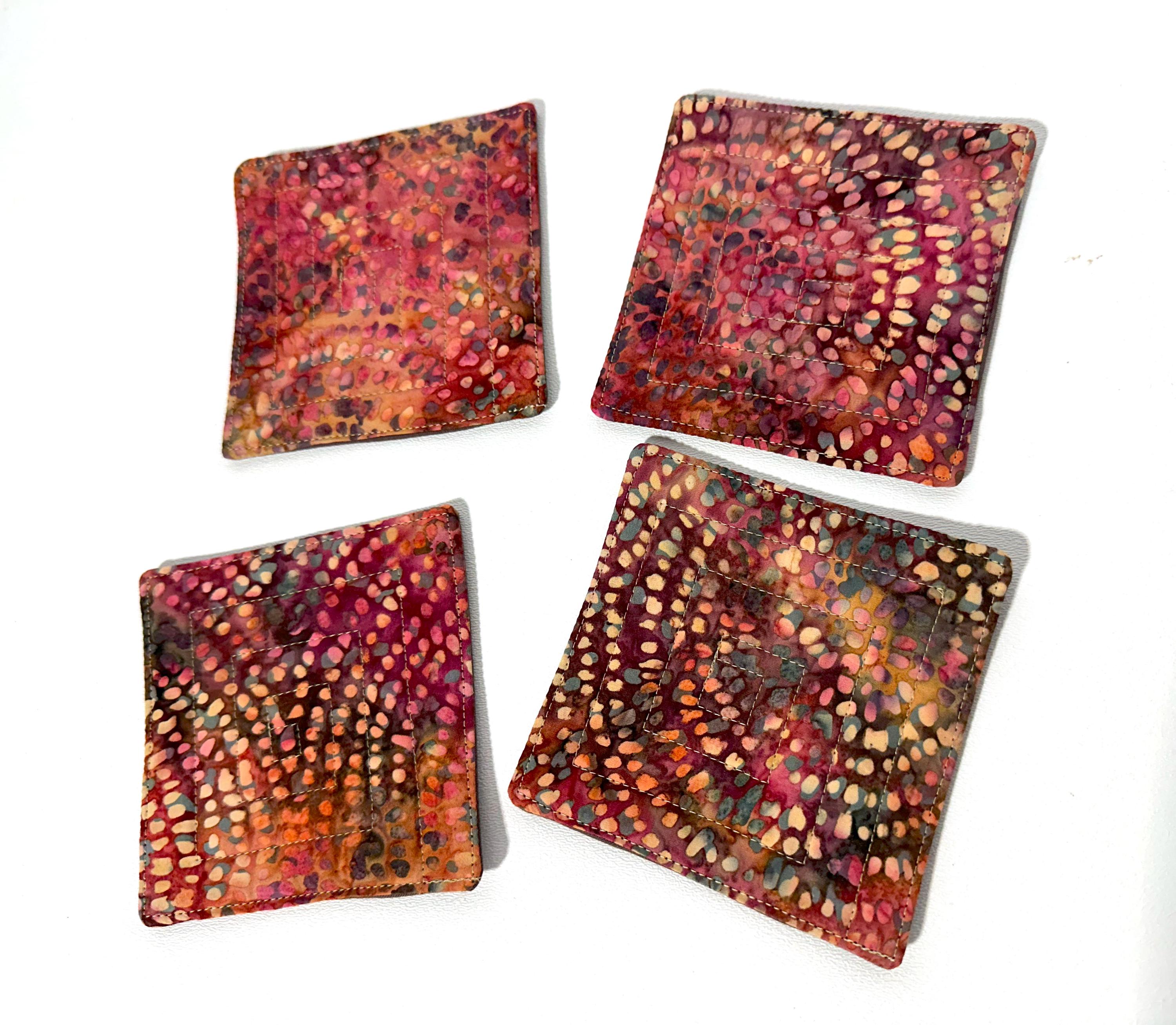 Quilted Batik Fabric Coasters With Nature Prints - Etsy