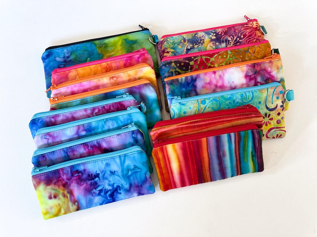 Padded Zipper Pouches With Colorful Cotton Batik Fabrics - Etsy