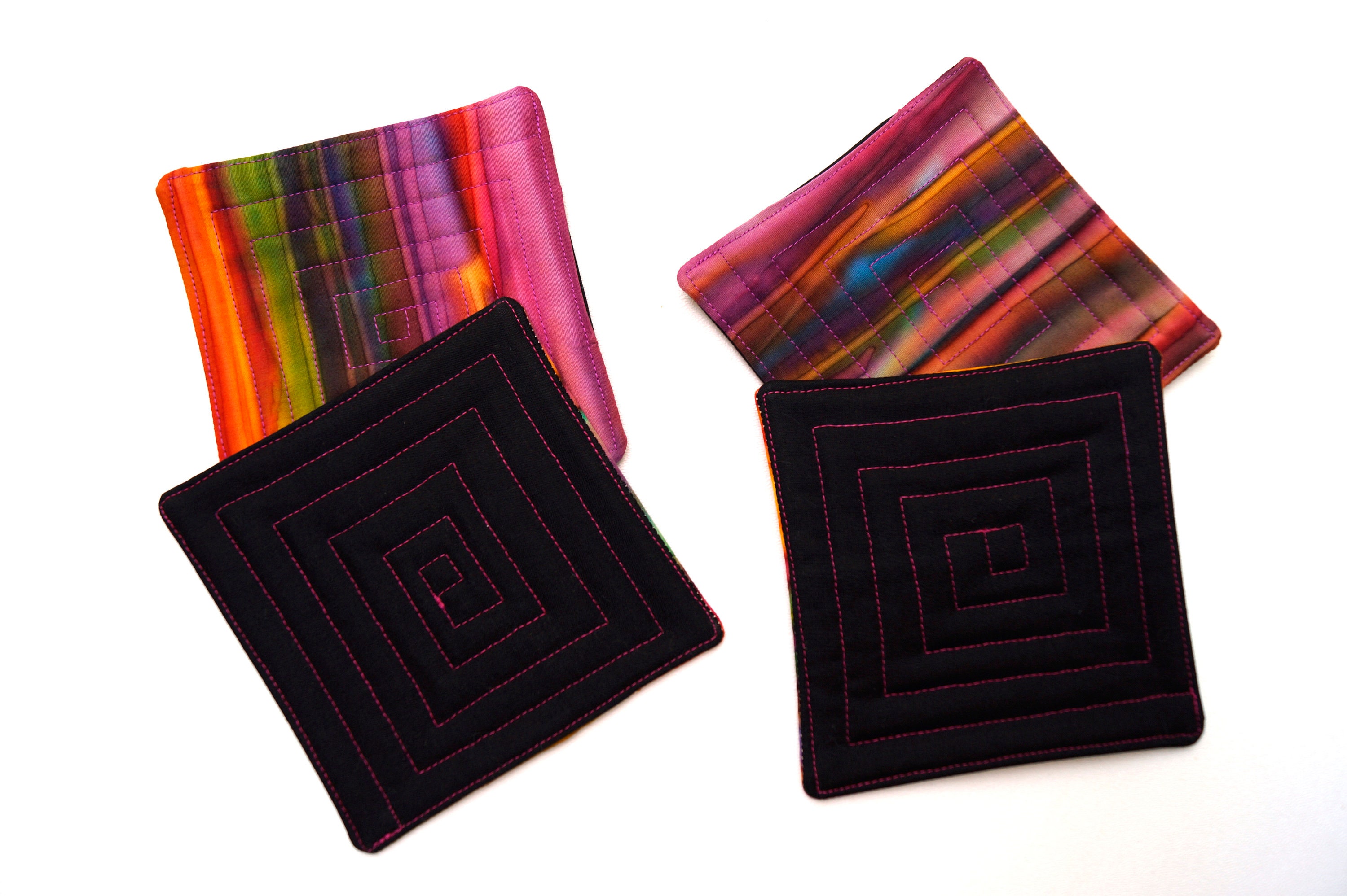 Quilted Fabric Coasters in Colorful Batik Fabric Tropical - Etsy