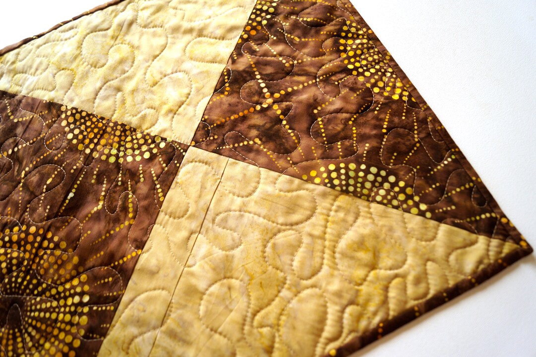Batik Fabric Table Topper With Earth Tone Quilted Patchwork - Etsy