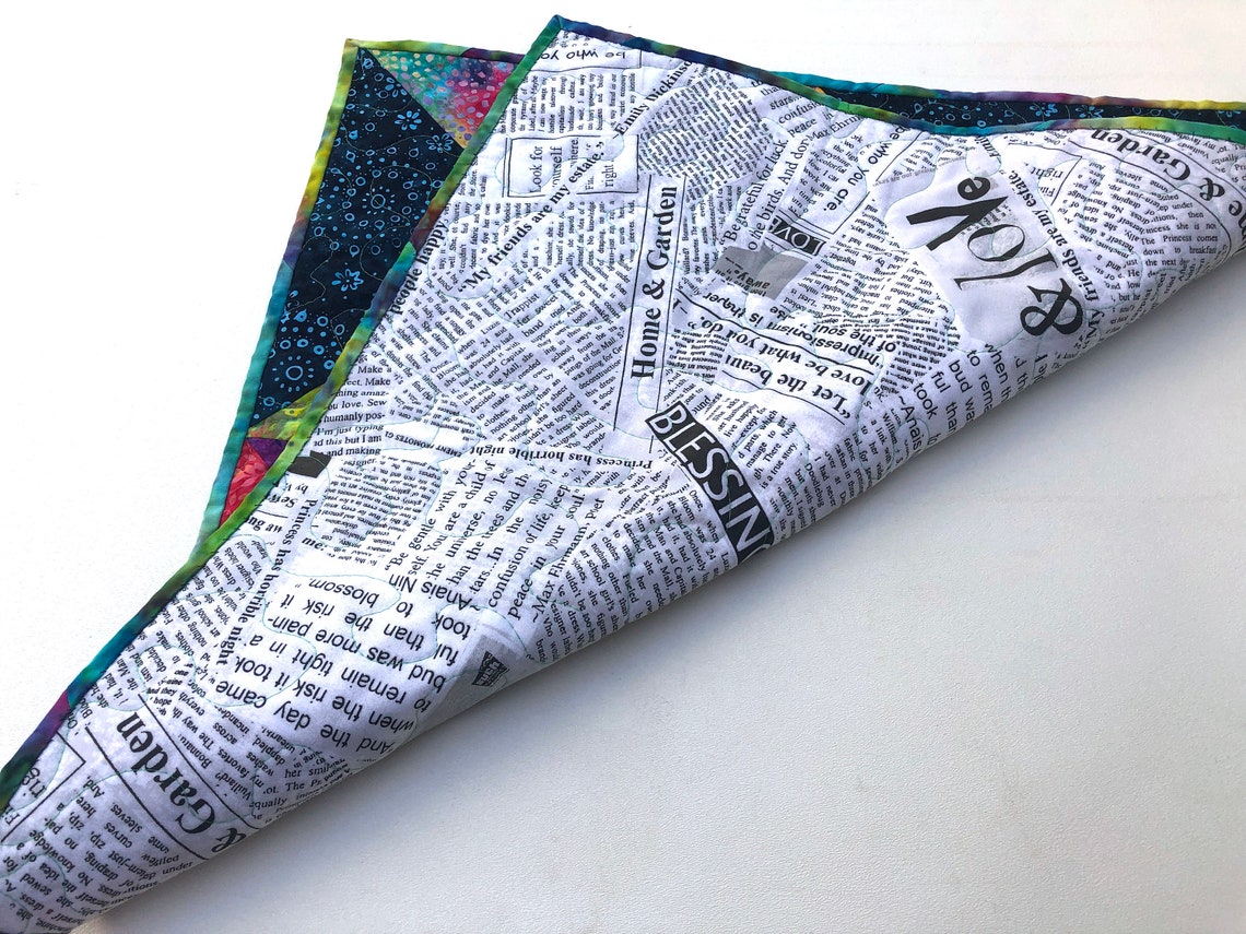 Quilted Wall Hanging or Table Topper with Vibrant Triangle | Etsy