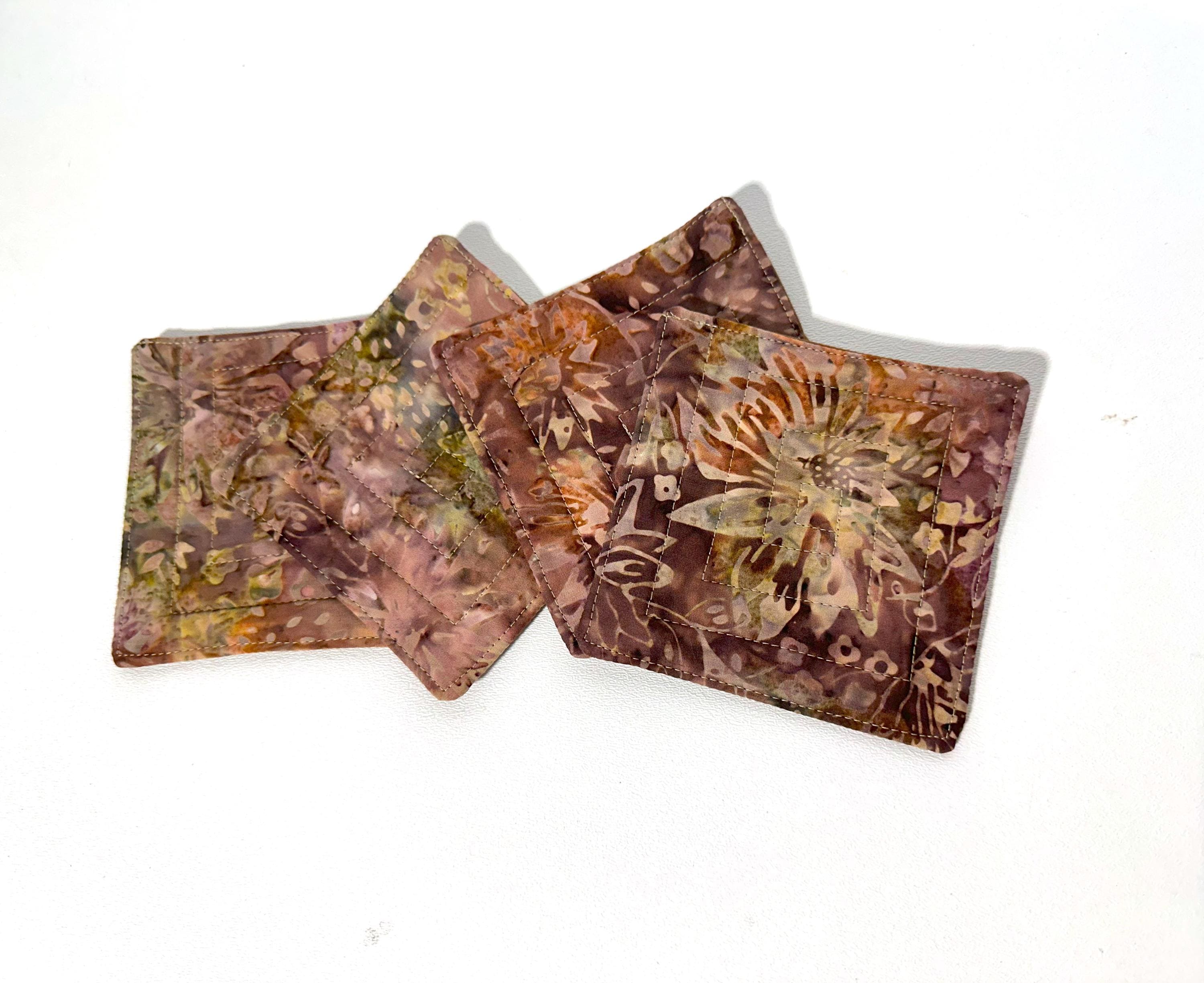 Quilted Batik Fabric Coasters With Nature Prints - Etsy