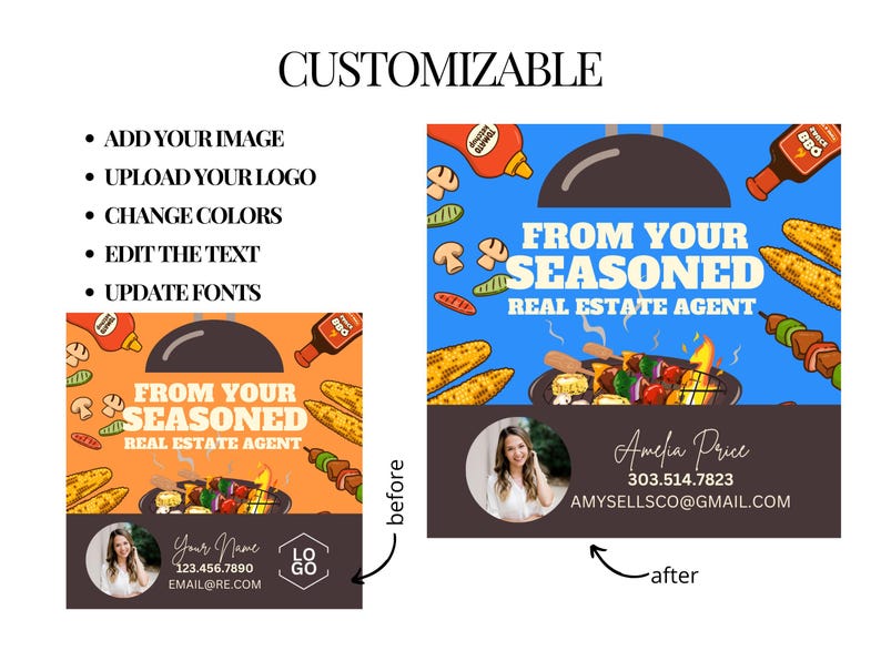 Grill-themed Realtor Pop-by Tag Canva Template 'seasoned Real Estate ...