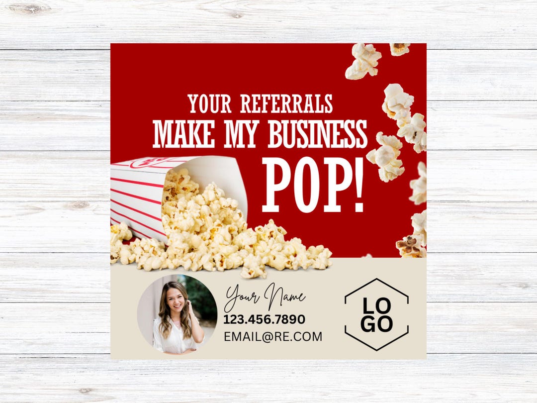 Popcorn Pop-by Tags for Realtors Canva Template Digital Download ...