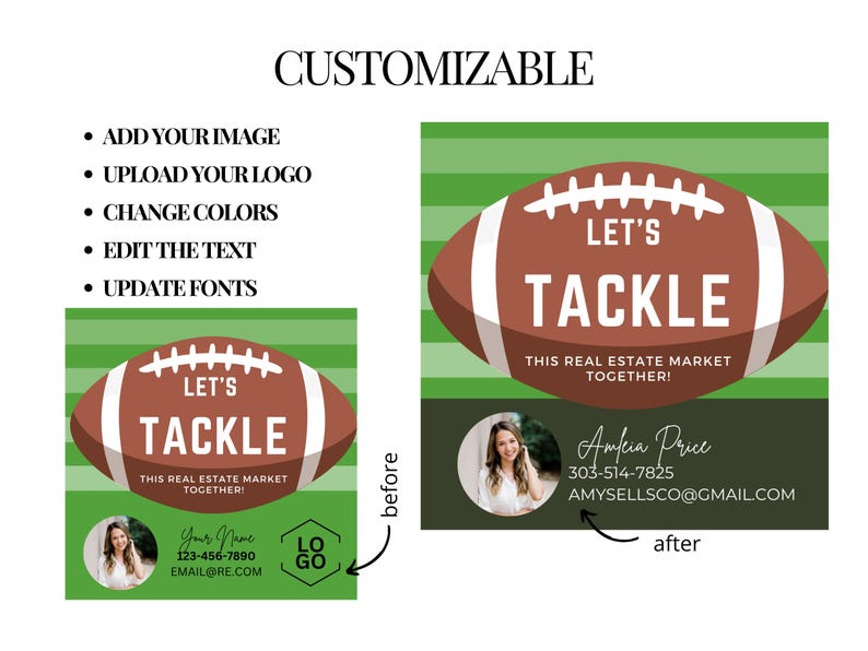 Football Pop-by Tags for Realtors Canva Template Digital Download ...