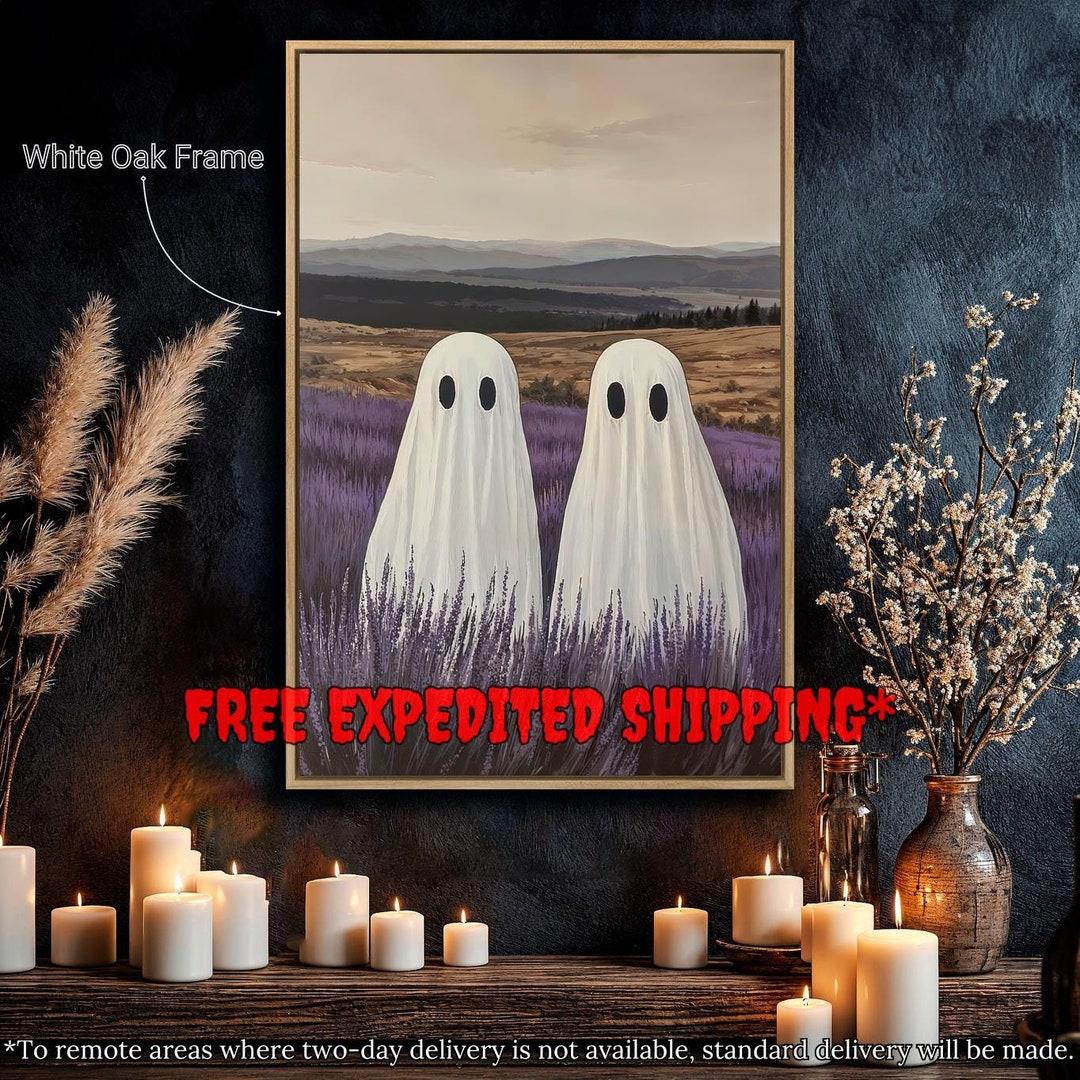 Lavender Field Ghosts Framed Canvas Wall Art Spooky Haunted Print ...