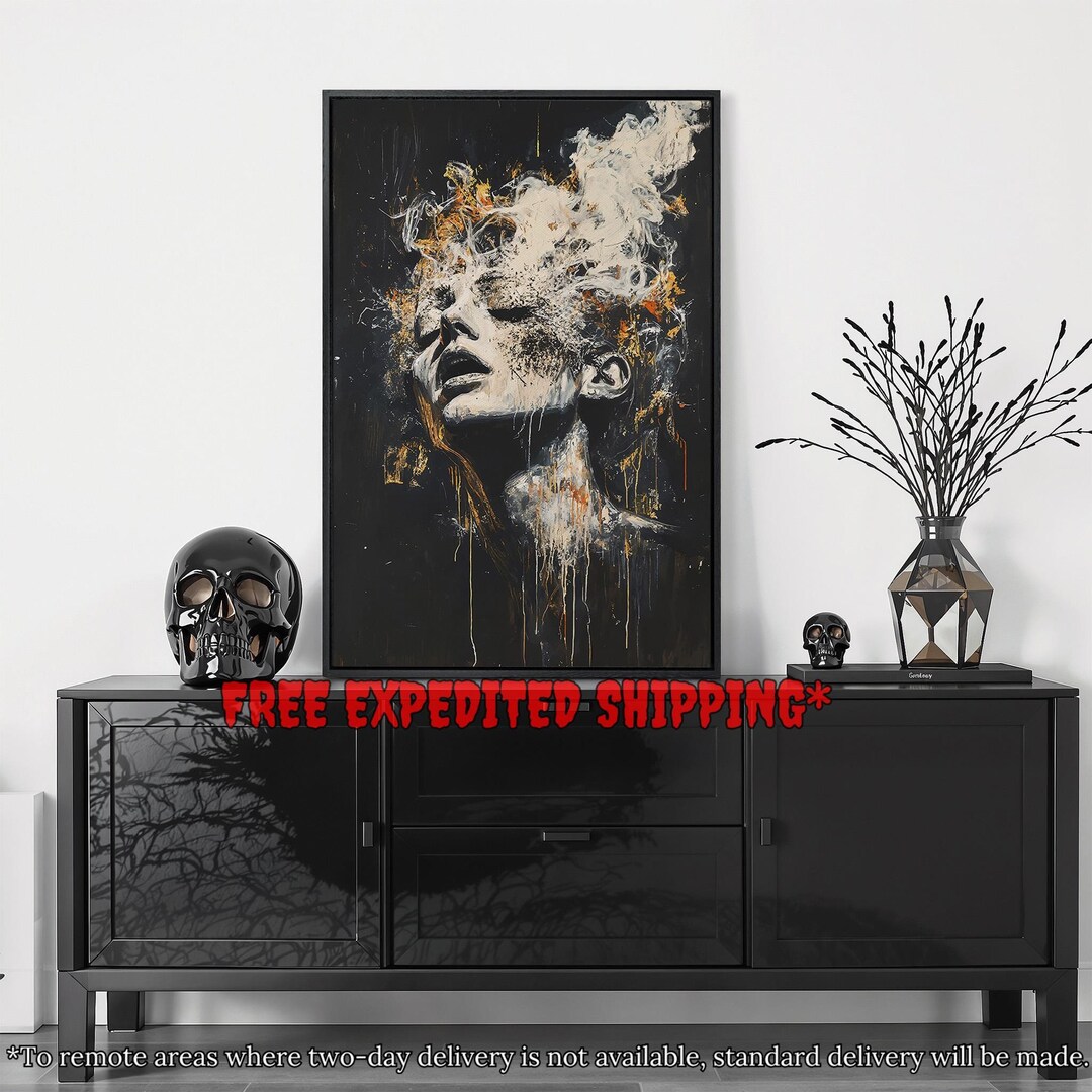 Figurative Facial Expressions Framed Canvas Wall Art Abstract Woman ...