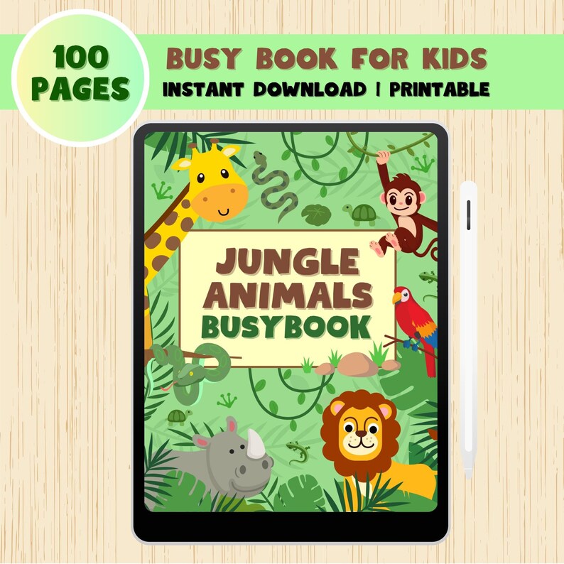 Busy Book for Kids & Toddlers | Jungle Animals | Printable | Instant ...