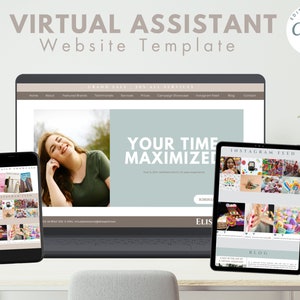 One Page Website Template for Virtual Assistants, Canva Template for Virtual Assistants, Virtual ...