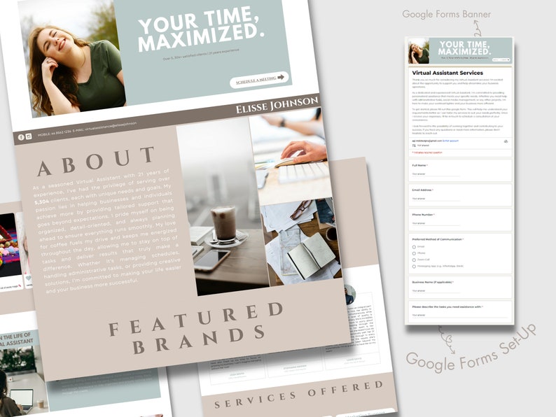 One Page Website Template for Virtual Assistants, Canva Template for ...