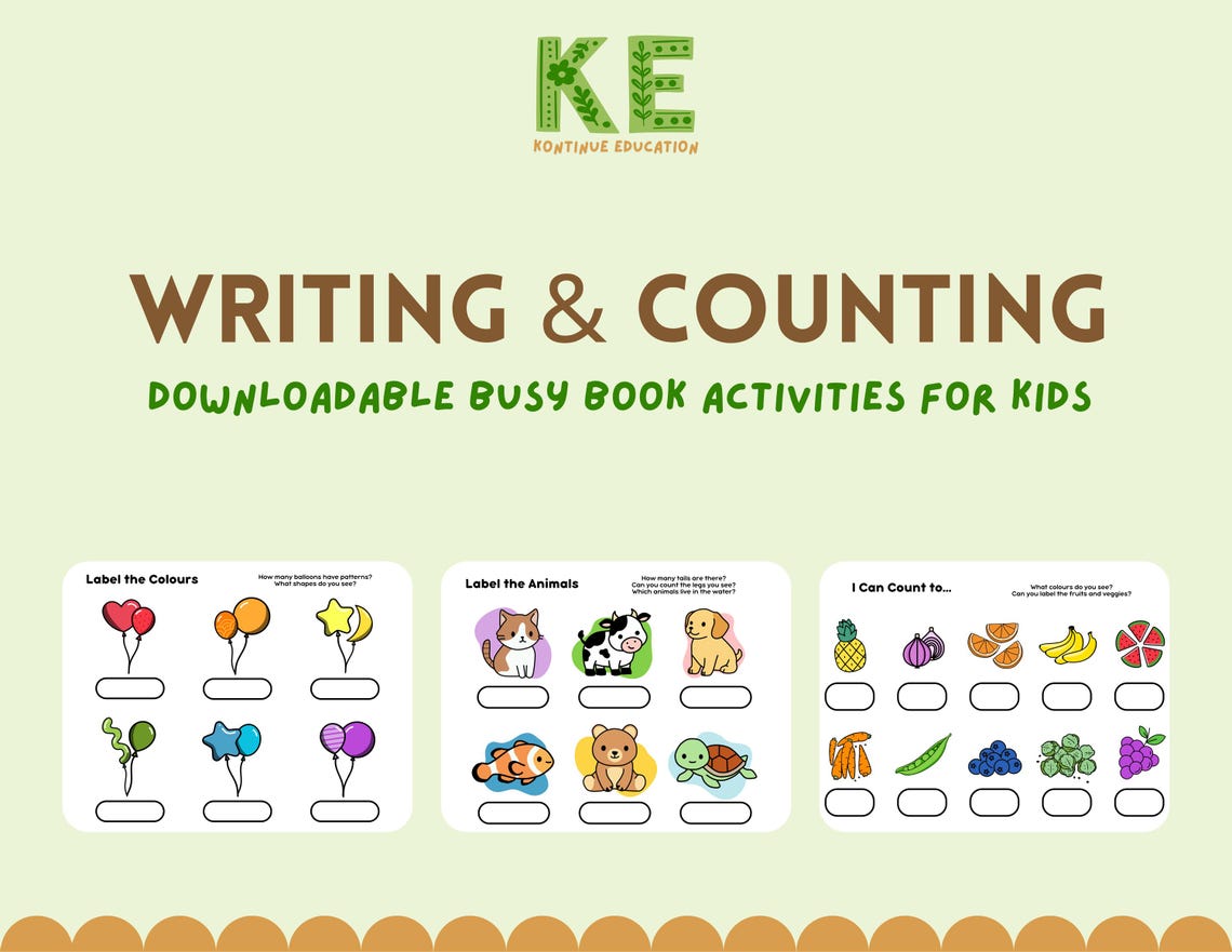 Printable Kids & Toddler Busy Book Pages | Kids Educational Writing ...