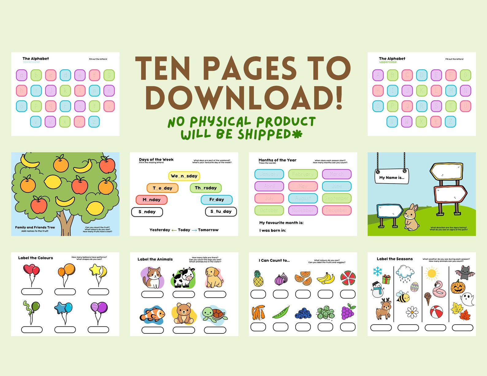 Printable Kids & Toddler Busy Book Pages | Kids Educational Writing ...