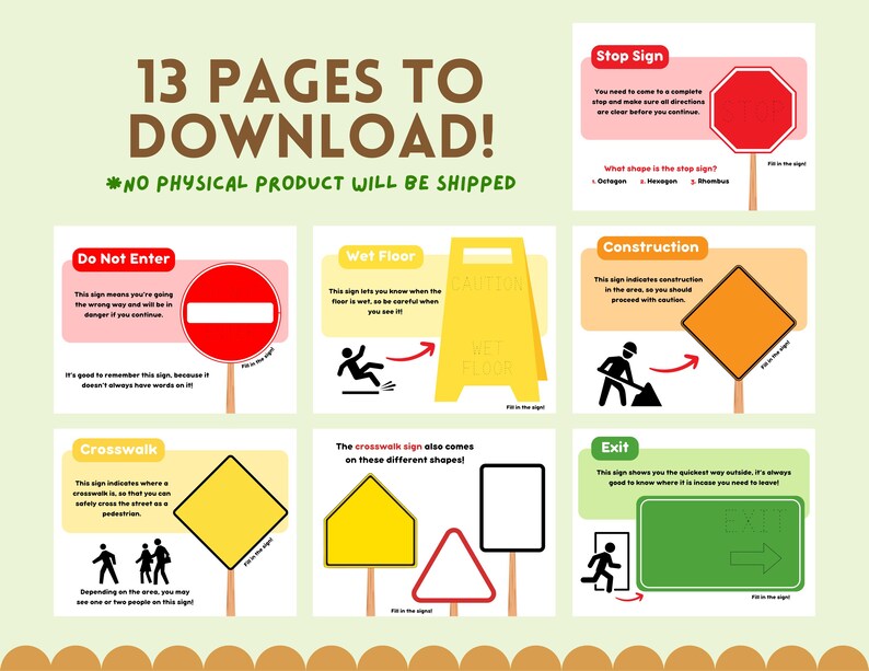 Important Signs Printable Kids Busy Book Pages | Kids Educational ...