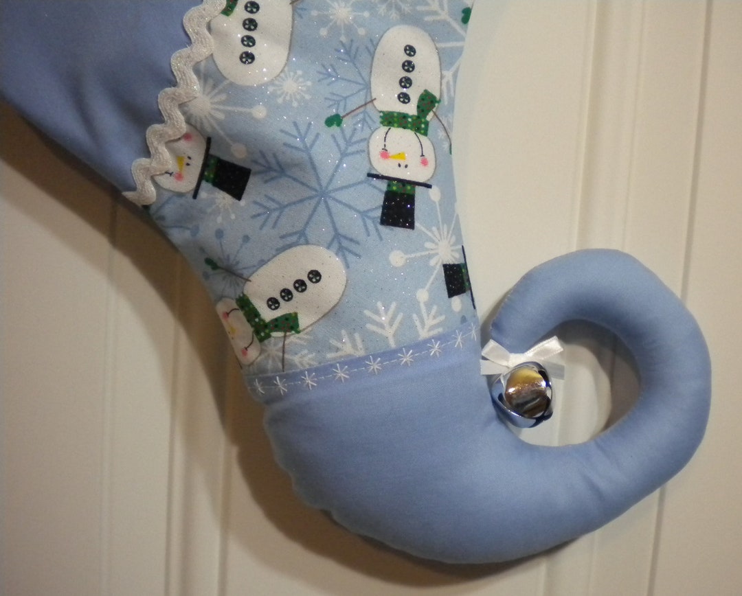 Christmas Stocking With Snowman Print and Curly Elf Toe - Etsy