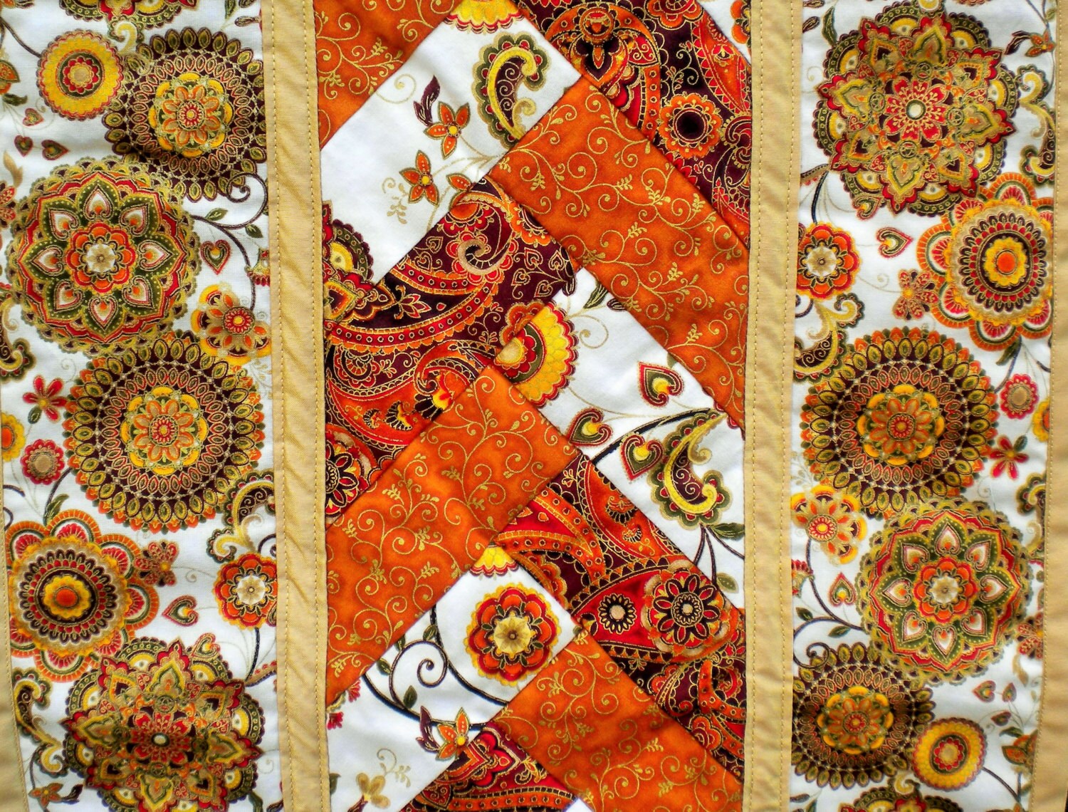 Braid Patchwork Quilted Paisley Table Runner in Autumn Colors - Etsy