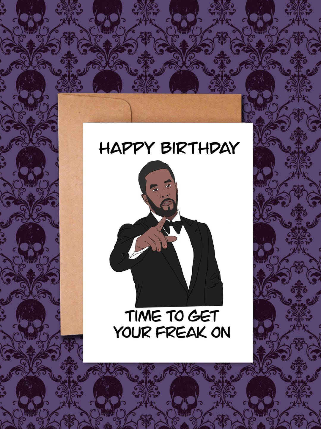 P Diddy Get Your Freak on Blank Birthday Greeting Card, Funny Card, Pop ...
