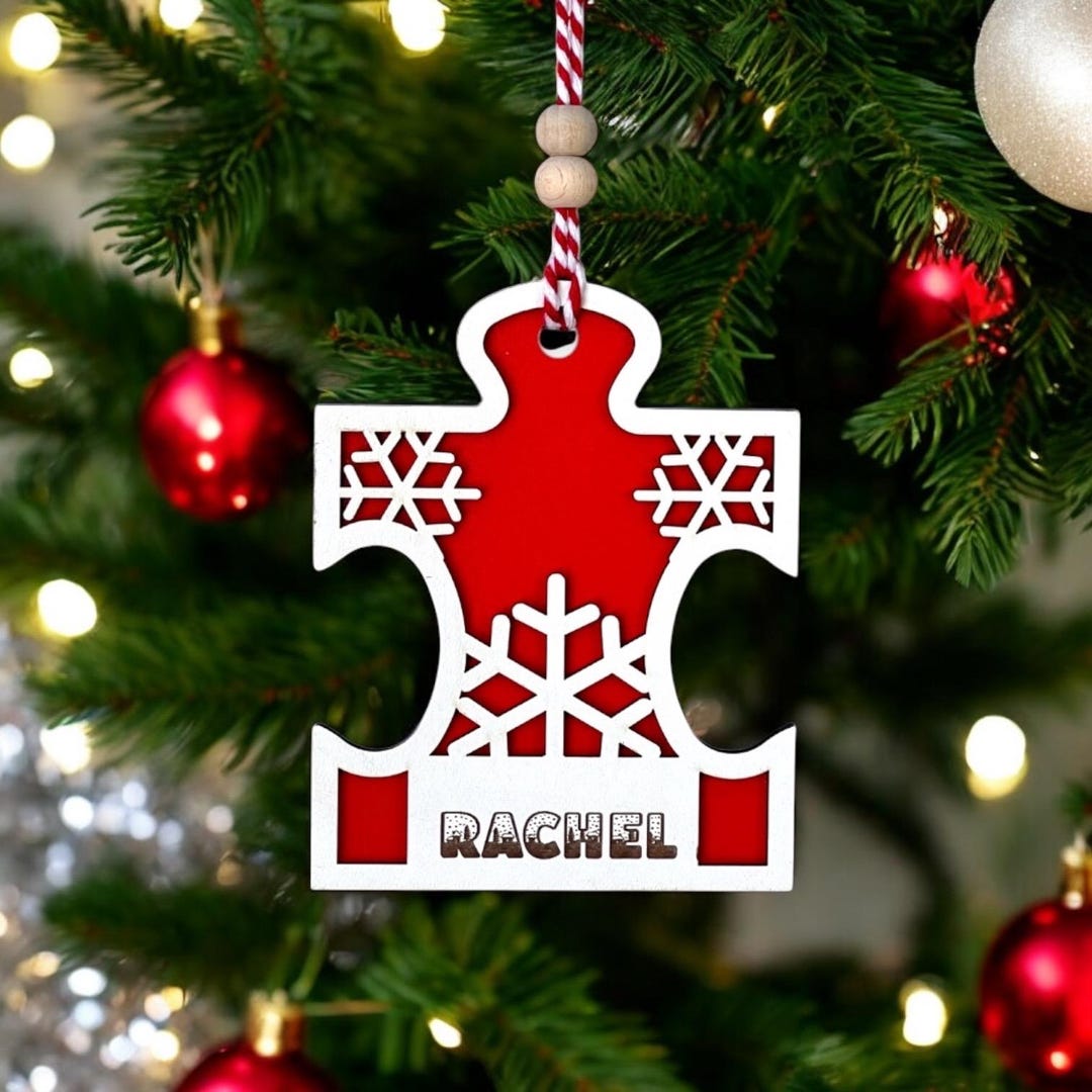 Personalized Puzzle Christmas Ornament - Custom Name Engraving, Unique ...