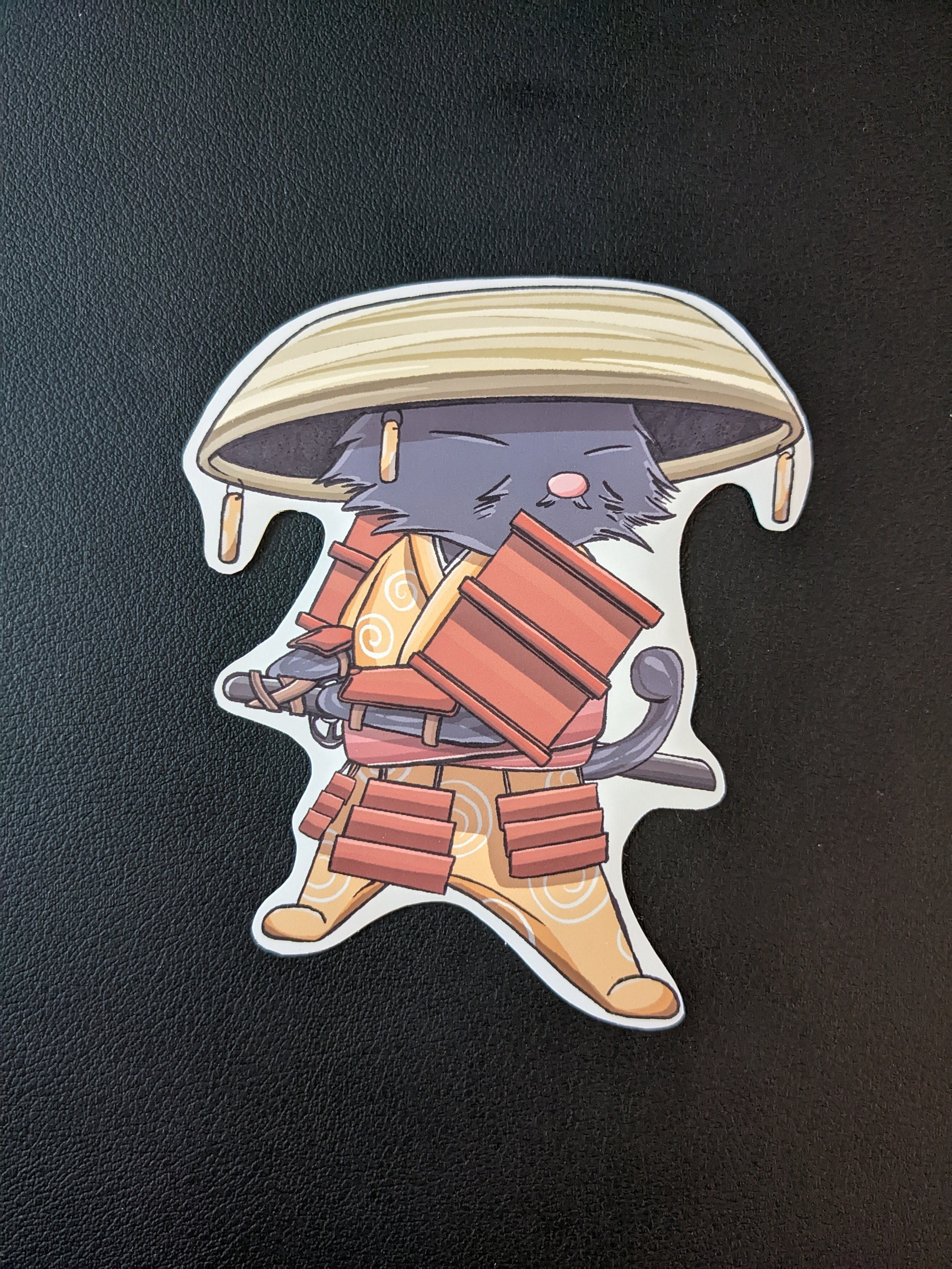 Samurai Cat Sticker, Cute, Illustrated, Vinyl, Hand Drawn, Gift, Nerdy ...