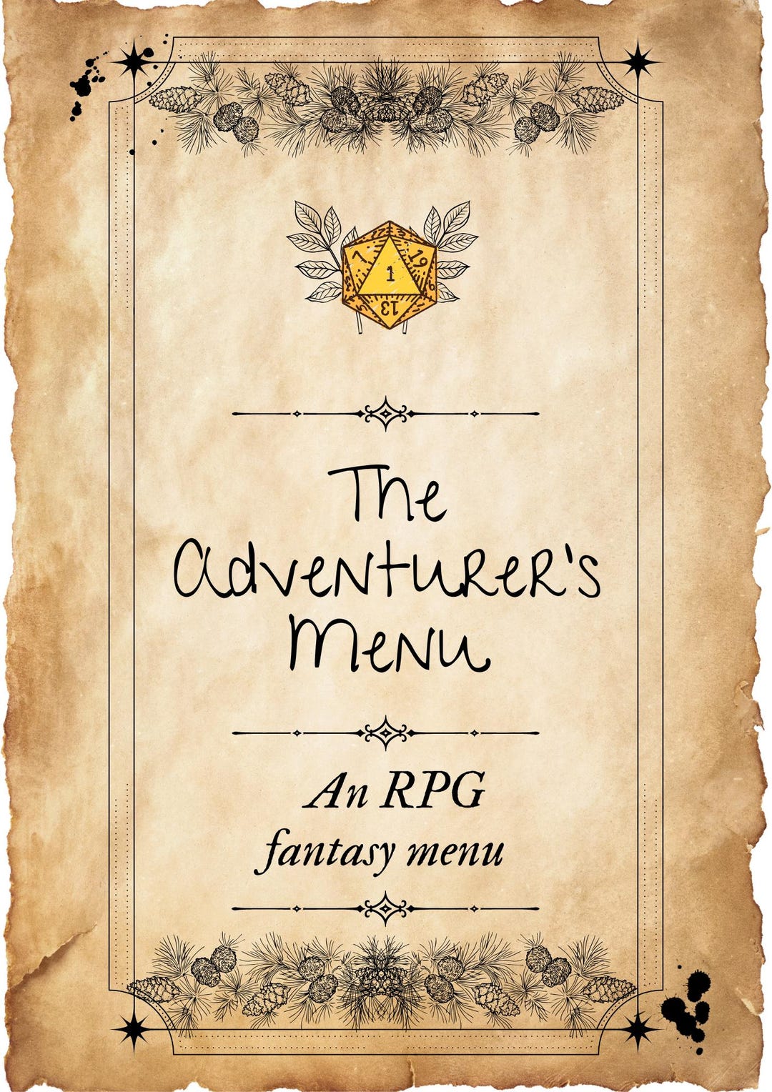 The Adventurer’s Menu (food Menu for In-session RPG Games) - Etsy