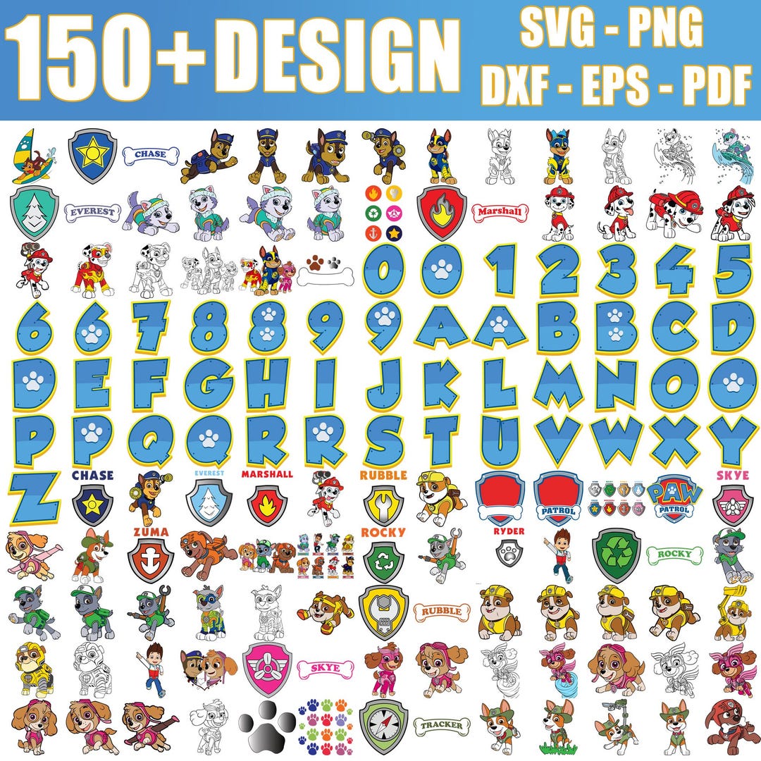 750+ Paw Patrol SVG PNG DXF Bundle – Kids Birthday Designs, Cricut ...