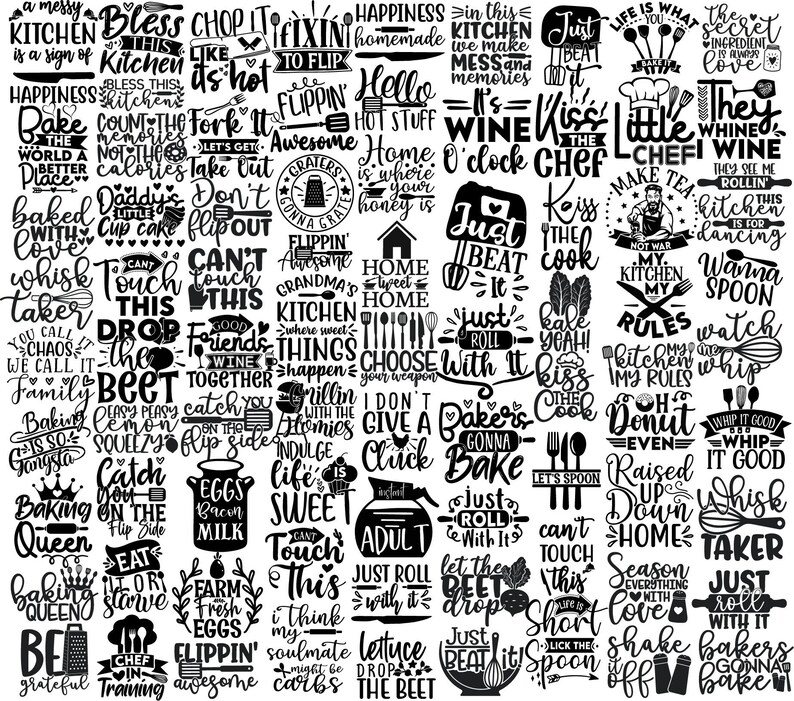 Kitchen Svg, Kitchen Svg Bundle, Kitchen Monogram Svg, Baking Svg ...