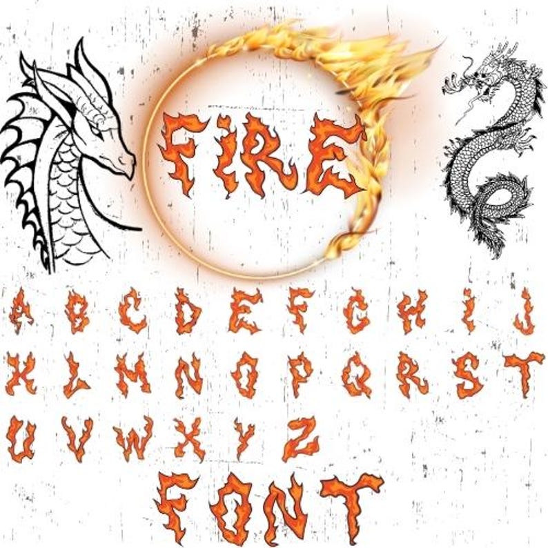 FIRE FONT SVG, Fire Font Alphabet , Flame Font Svg, Flame Font for ...