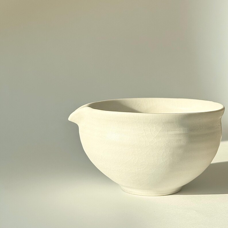 Handmade Pouring Tea Bowl Matt White Crackle - Etsy