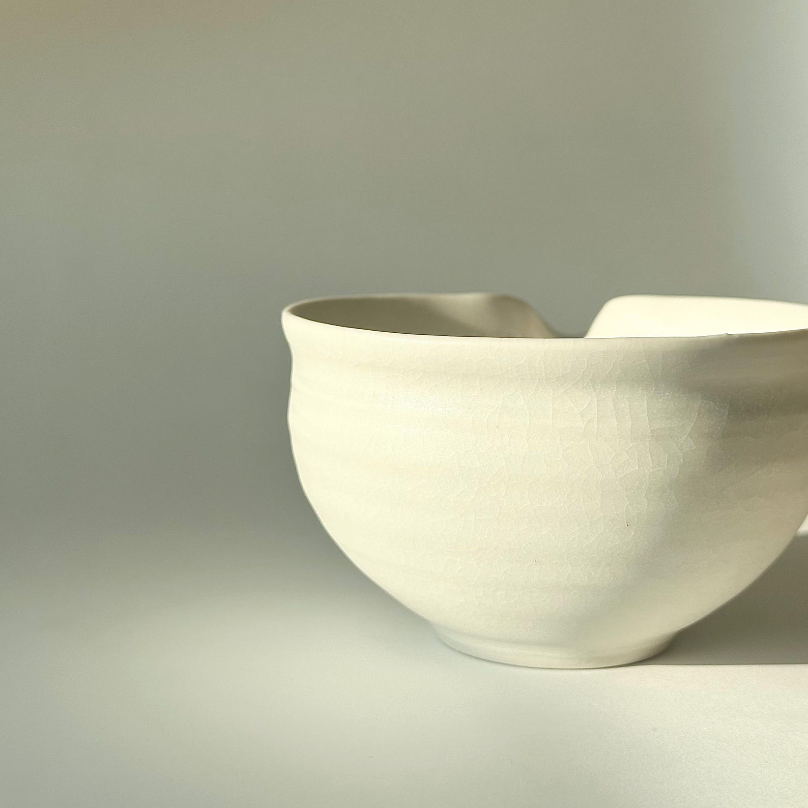 Handmade Pouring Tea Bowl Matt White Crackle - Etsy