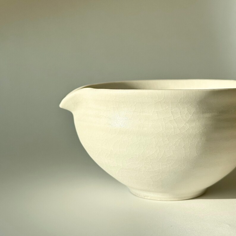Handmade Pouring Tea Bowl Matt White Crackle - Etsy
