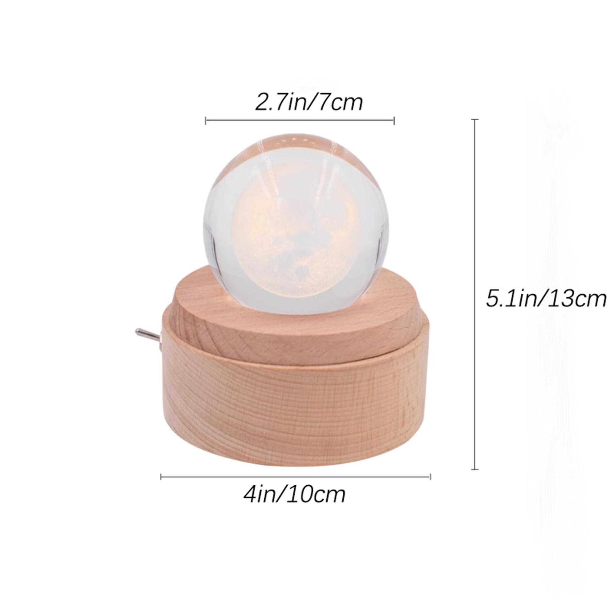 3D Crystal Ball Music Box, Rotating Wooden Base, Pig Ornament - Etsy
