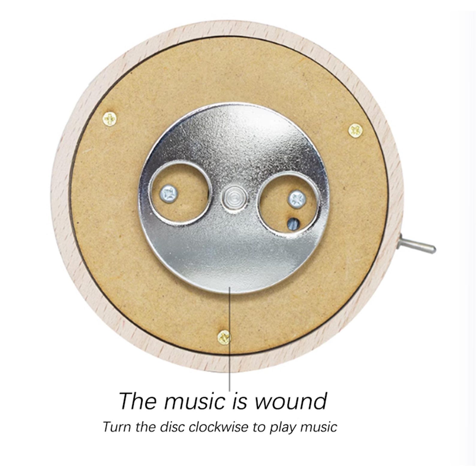 Crystal Ball Music Box LED Projection Music Rotating Wooden Seat Night ...