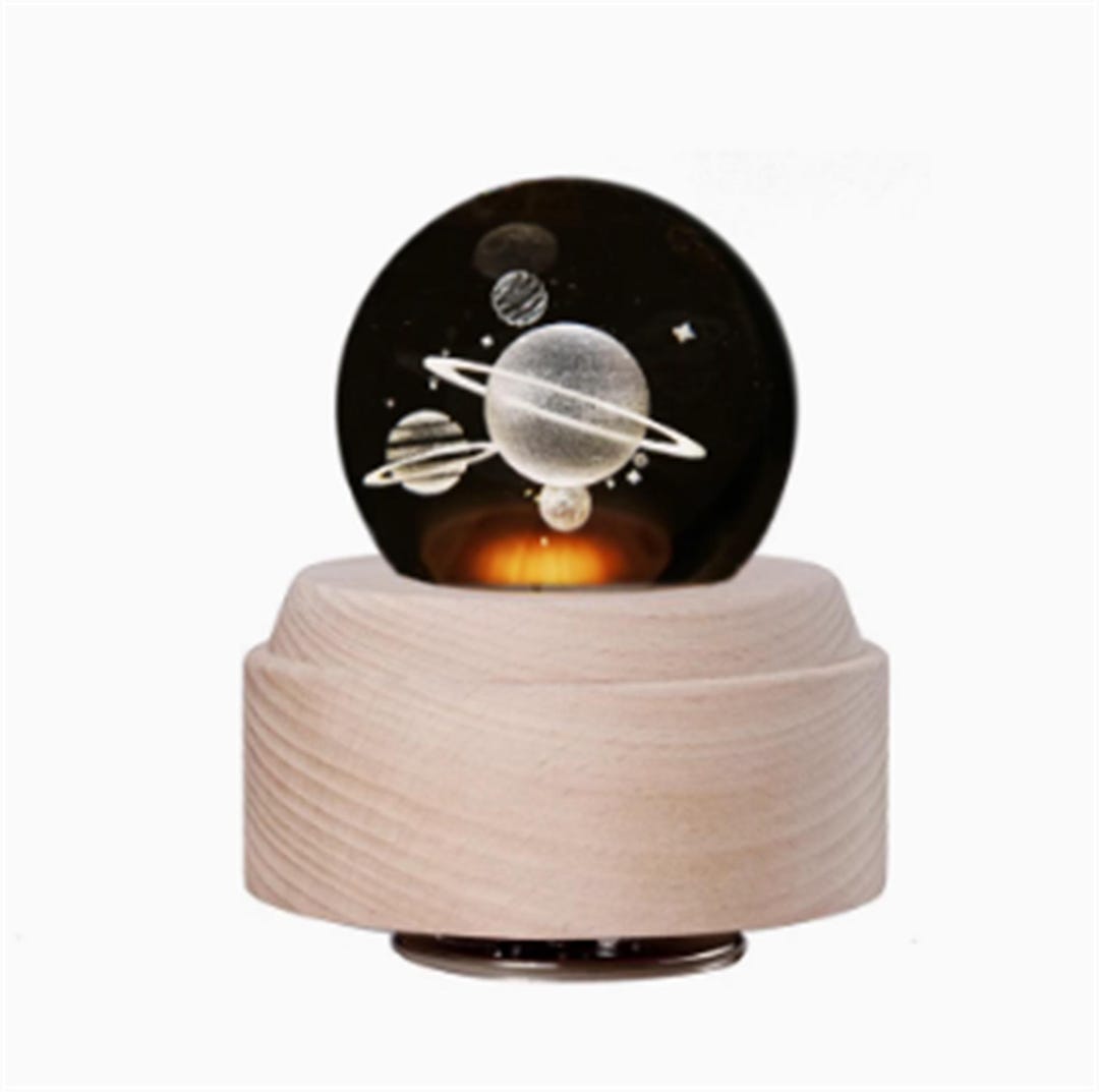 Crystal Ball Music Box, Rotating Music Box With Projection LED Light ...