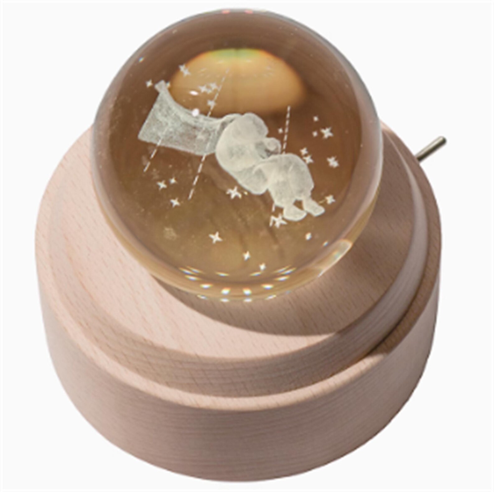 The Little Prince Crystal Ball Music Box, LED Lights, Rotating Wooden ...