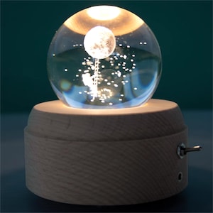 Crystal Ball Music Box, 3D Rotating Music Box Ornaments, With Warm ...