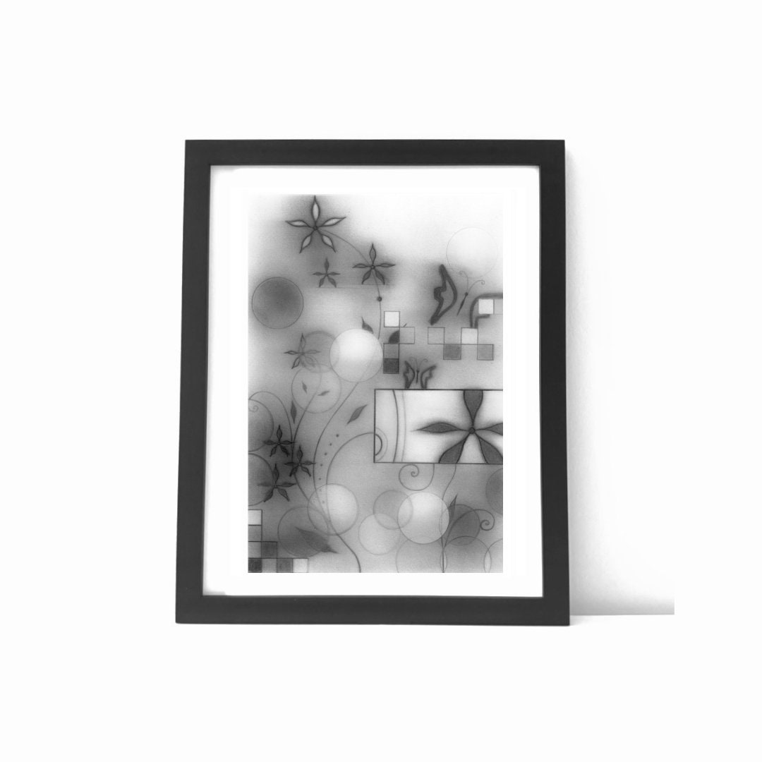 Bokeh, Pixels, Psychedelic Artwork, Flower Design, A4, Wall Art, Framed ...