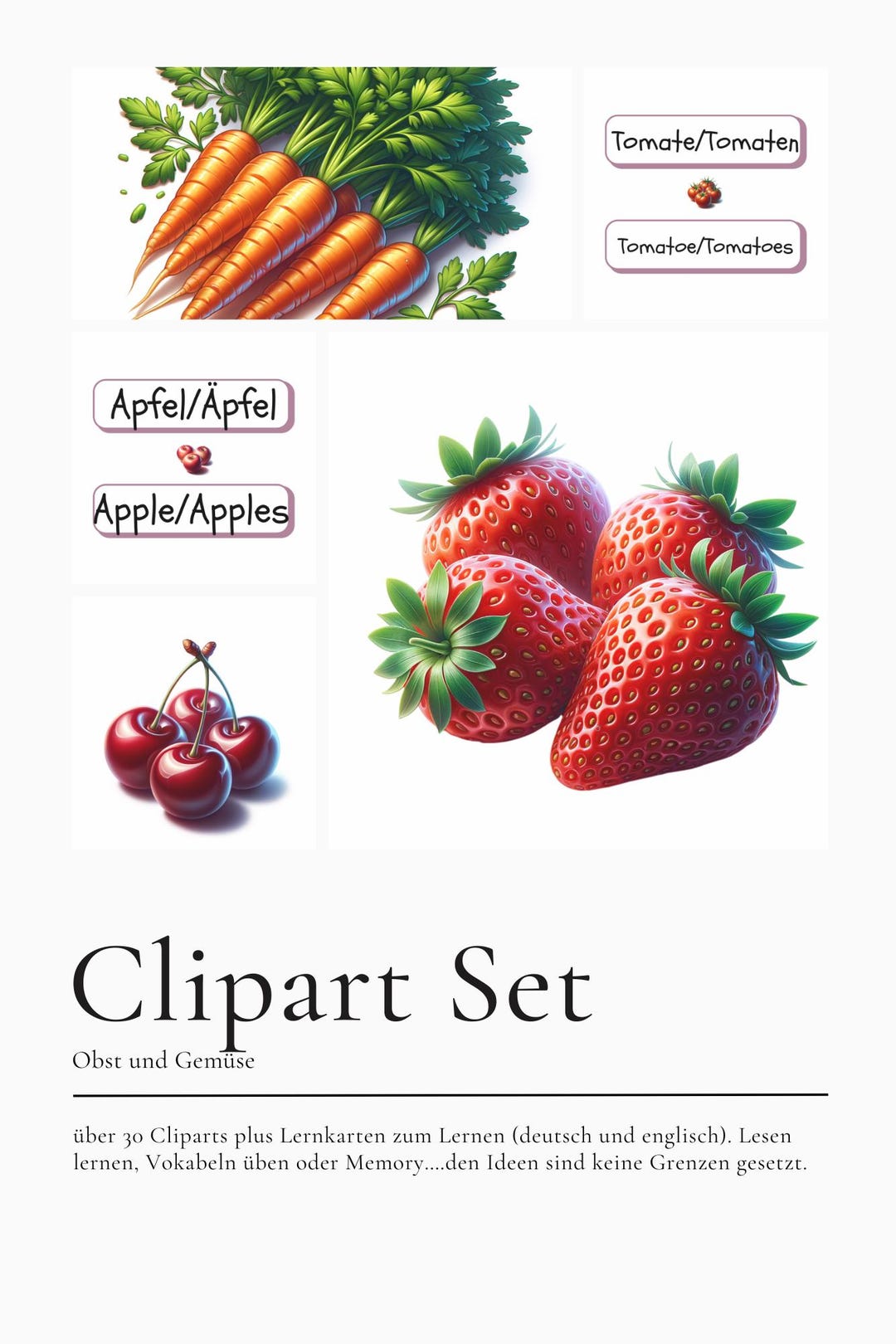 Large Fruit and Vegetable Clipart Set – Creative Illustrations With PDF ...