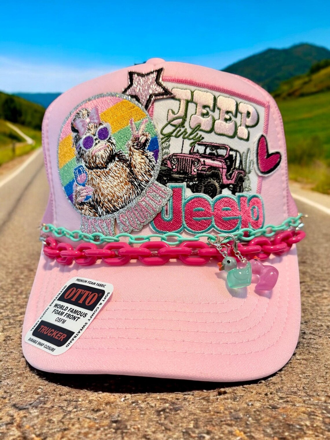 Pink Bling SUV off Road Trucker Hat With Sassy Squatch Patch and Duck ...