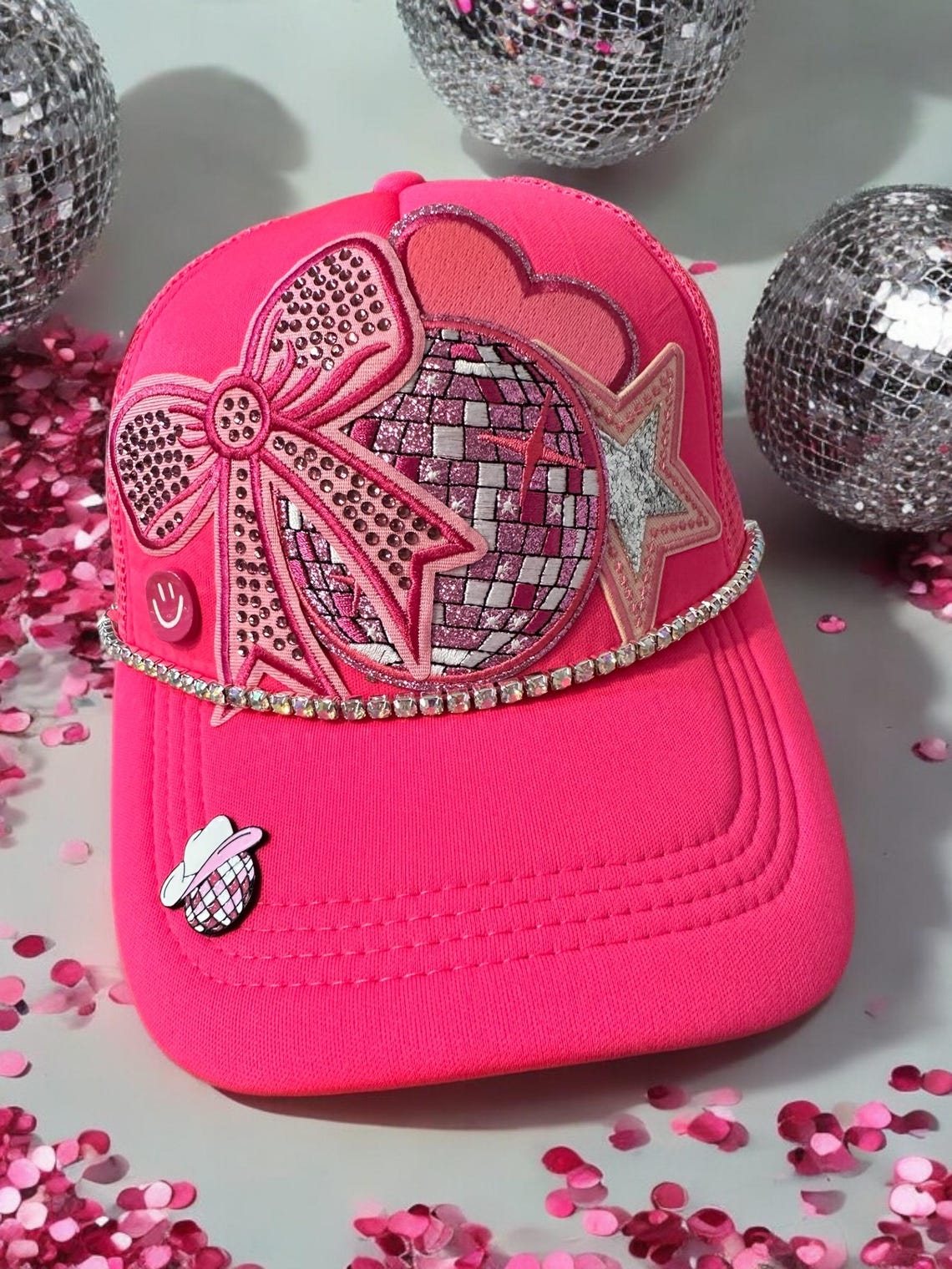 Pink Disco Ball and Bows Trucker Hat This is Theeee CUTEST, Most ...