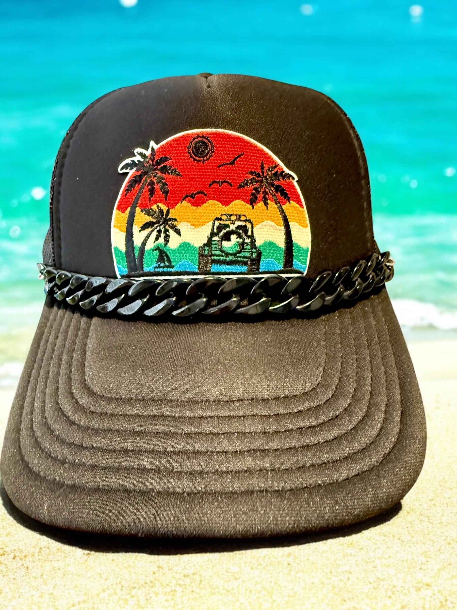 Black Multicolor SUV off Road Palm Tree Trucker Hat - Etsy