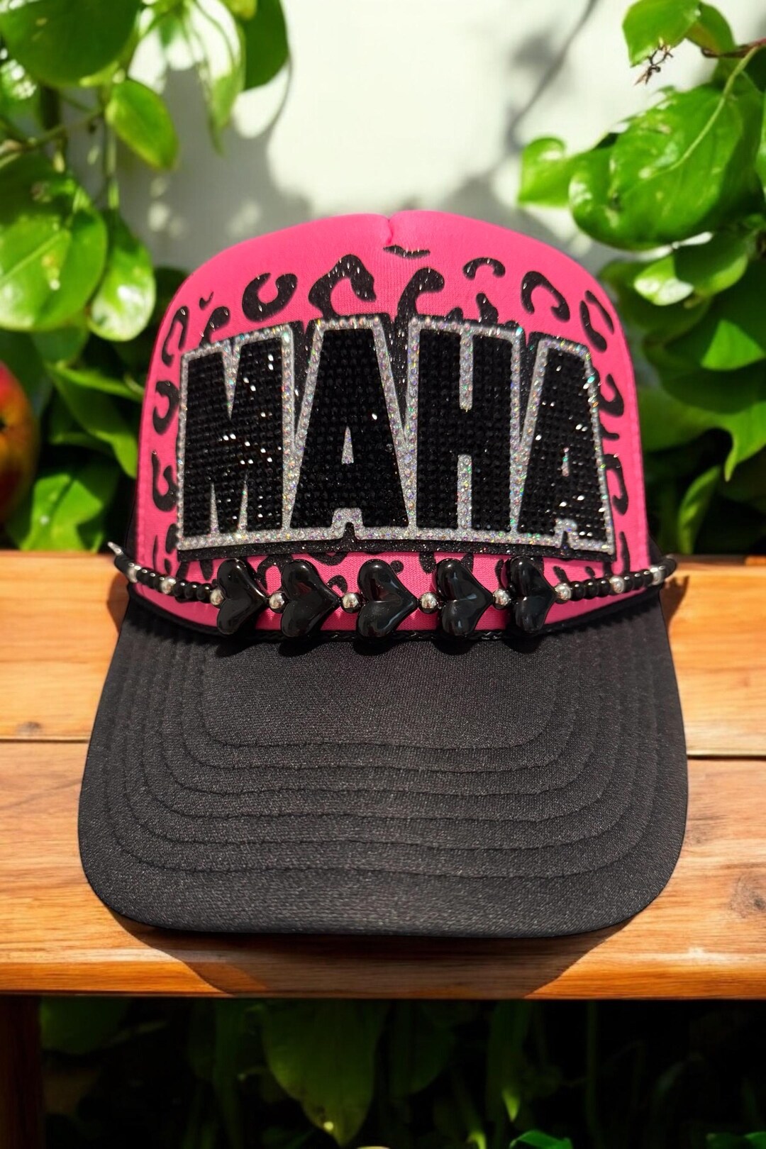 Hot Pink and Black MAHA make America Healthy Again Crystal/bling ...