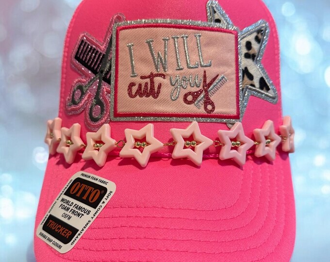 Hot Pink Hair Stylist Trucker Hat and Super Cute Pink Star Hat Chain - Etsy